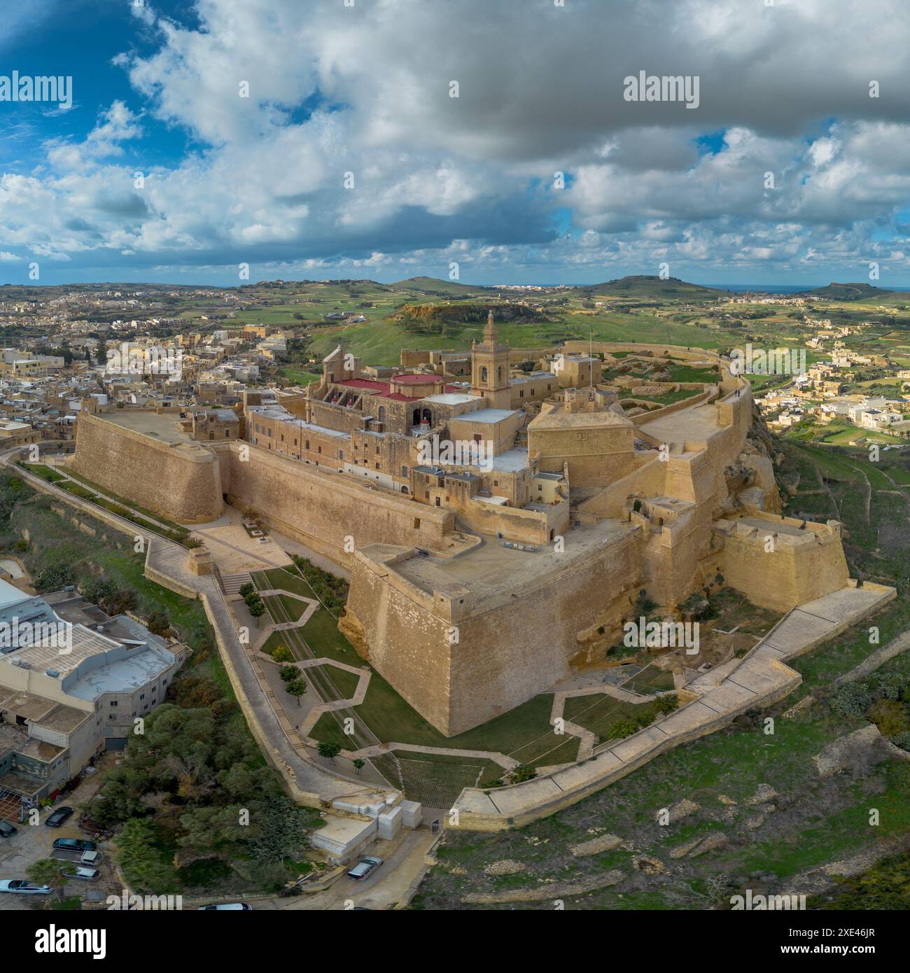 Drone view of the Cittadella fortress in Victoria on Gozo Island in ...
