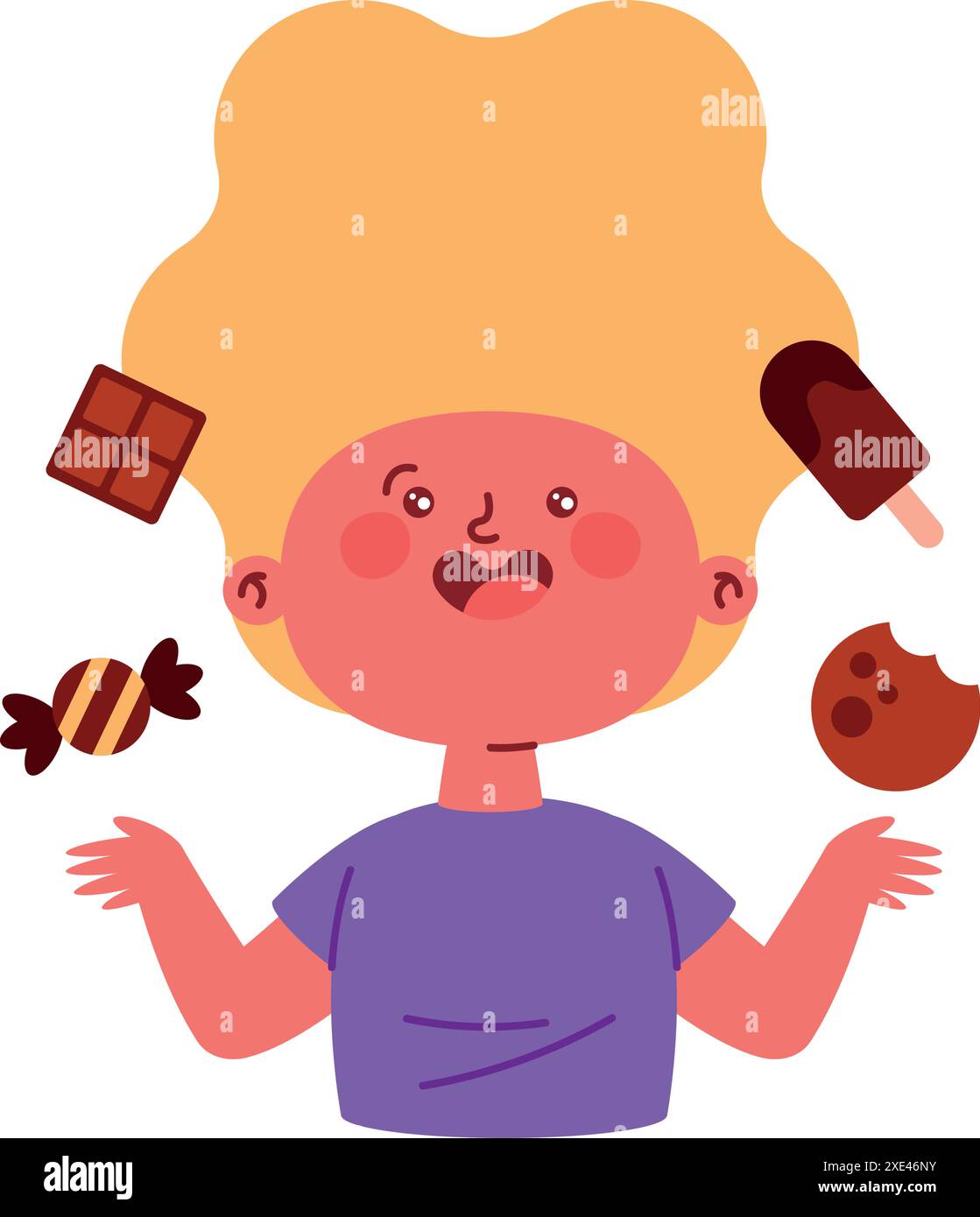 girl with various chocolate candies cartoon Stock Vector Image & Art ...
