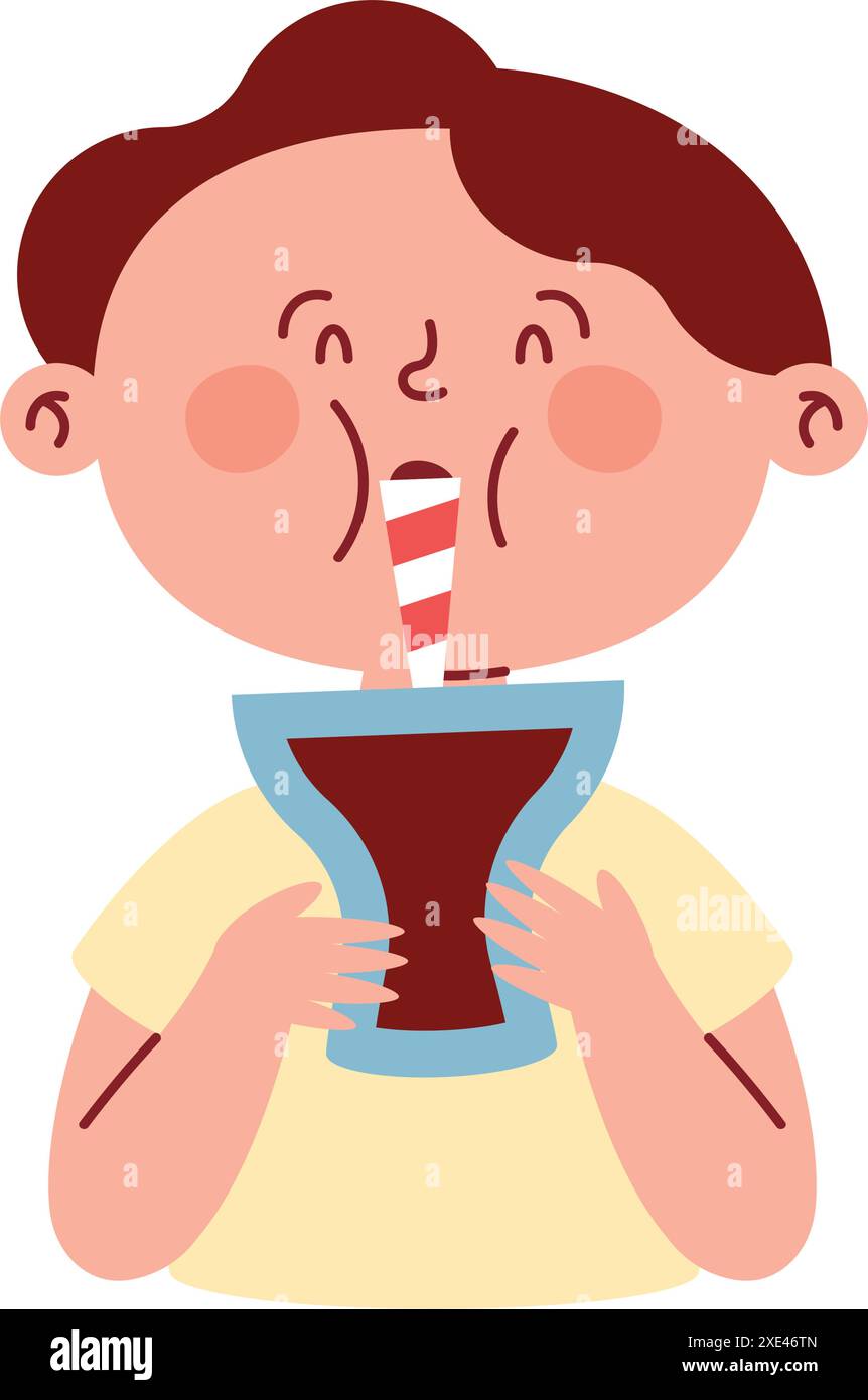 cute cartoon kid drinking chocolate isolated Stock Vector Image & Art ...