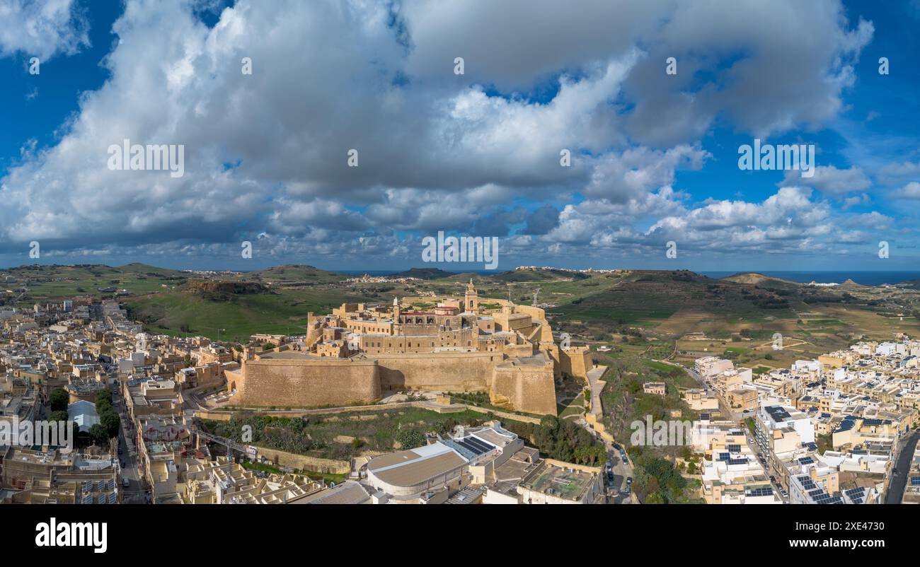 Drone view of the Cittadella fortress in Victoria on Gozo Island in ...