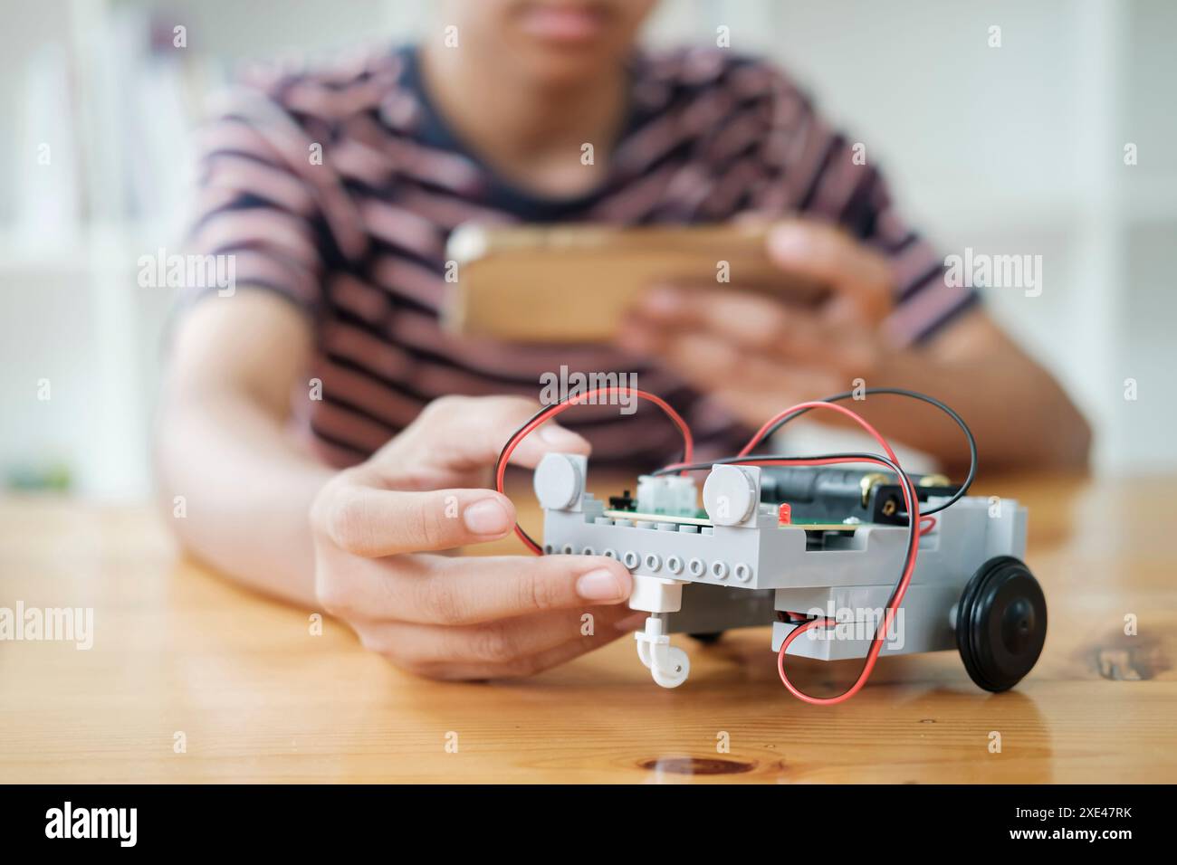 Student learning STEM education robotics for creating project studying ...