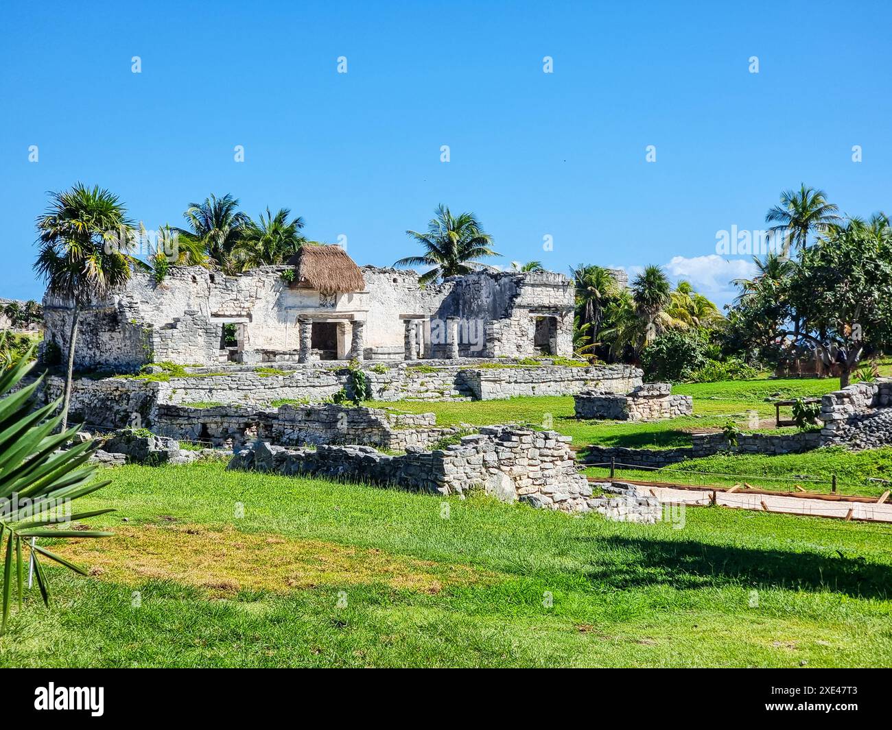 Mexico, Tulum, panoramic view of the ruin of the great Mayan platform ...