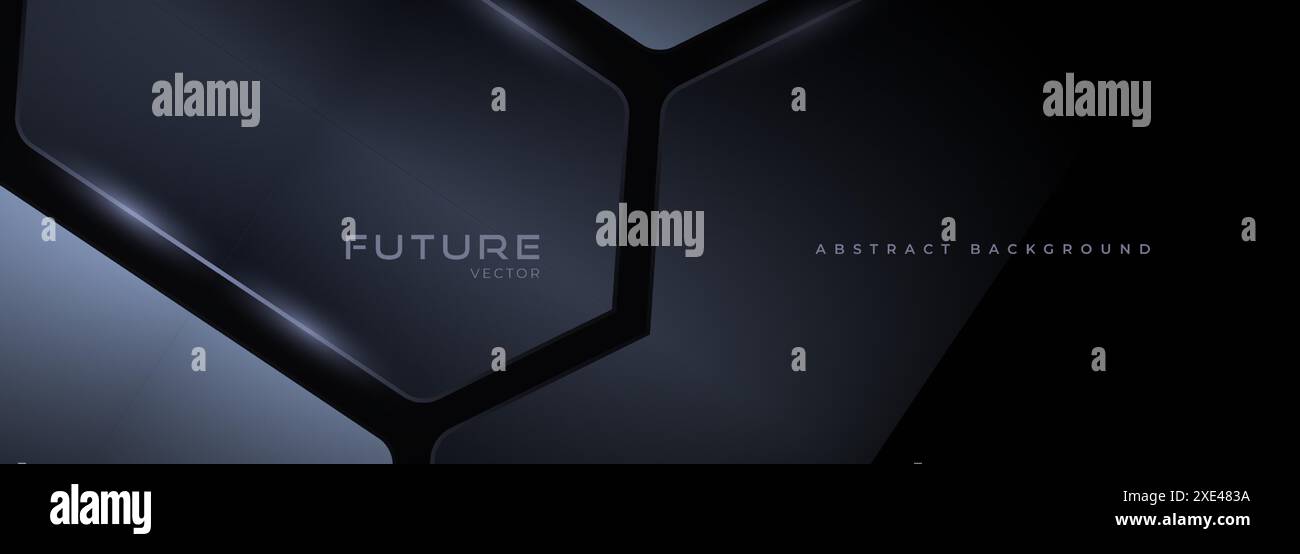 Abstract future concept dark wide technology background. Black and gray ...