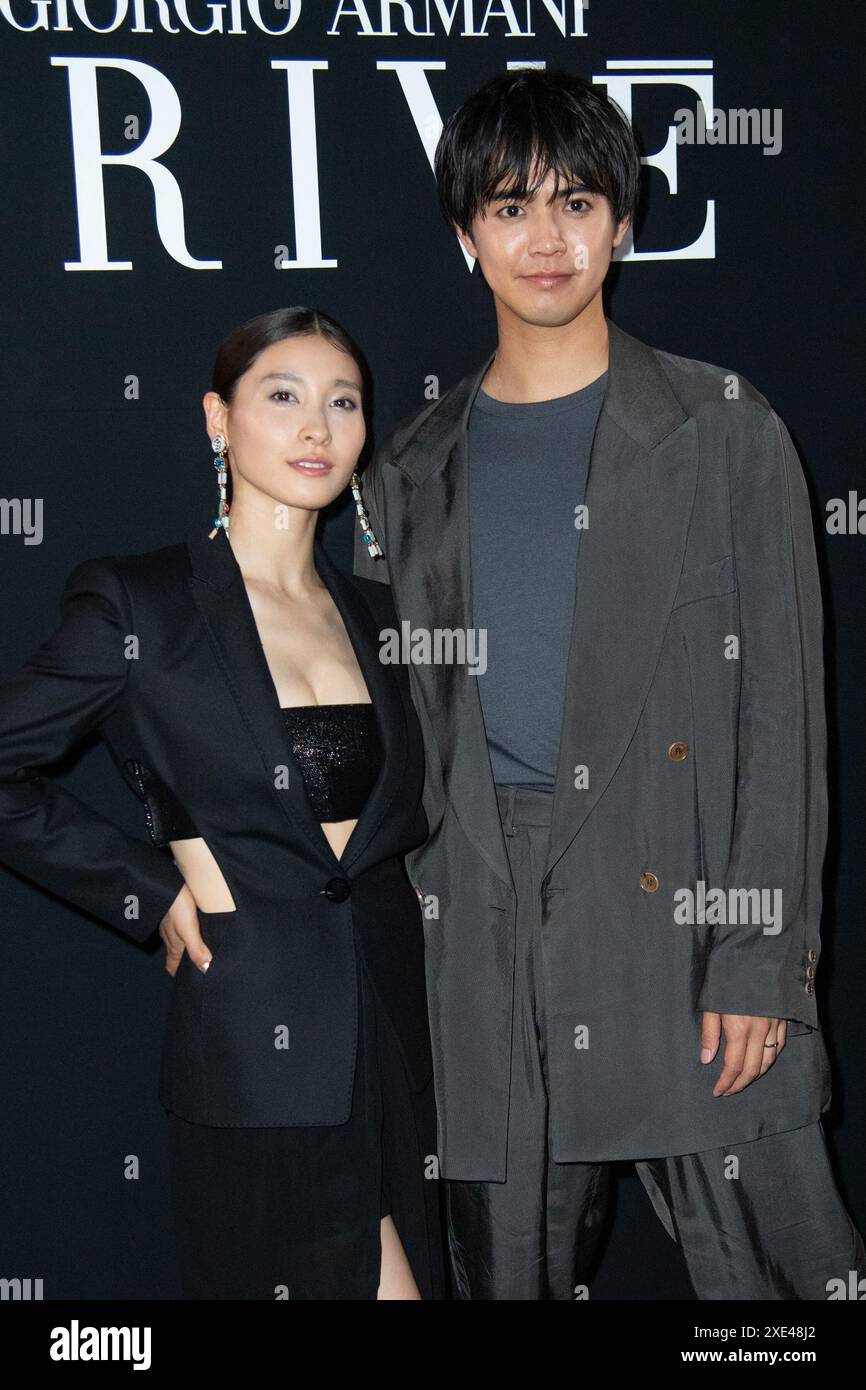 Paris, France. 25th June, 2024. Tao Tsuchiya and Ryota Katayose attending the Giorgio Armani ...