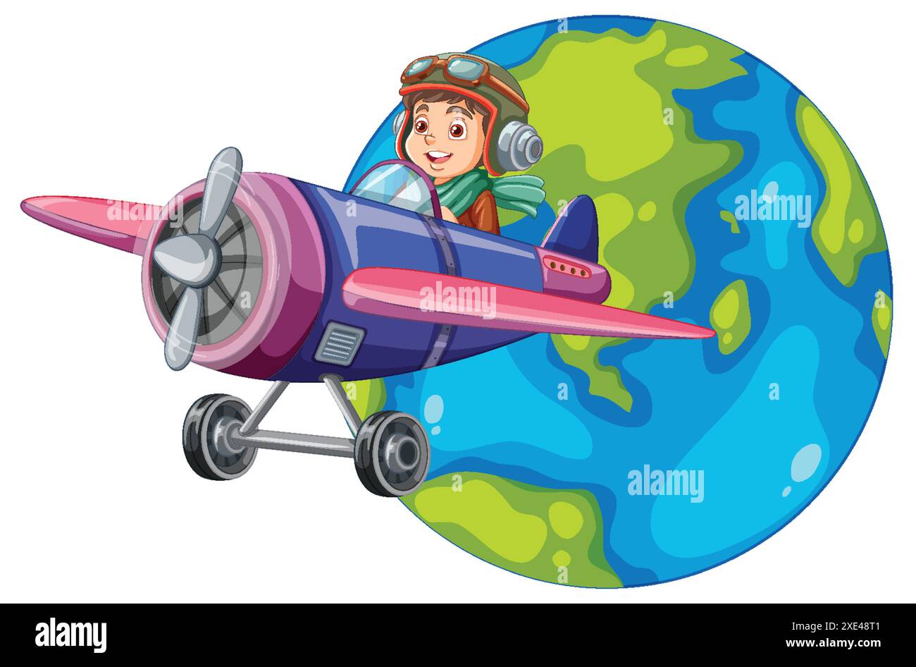 A pilot flying an airplane around Earth Stock Vector Image & Art - Alamy