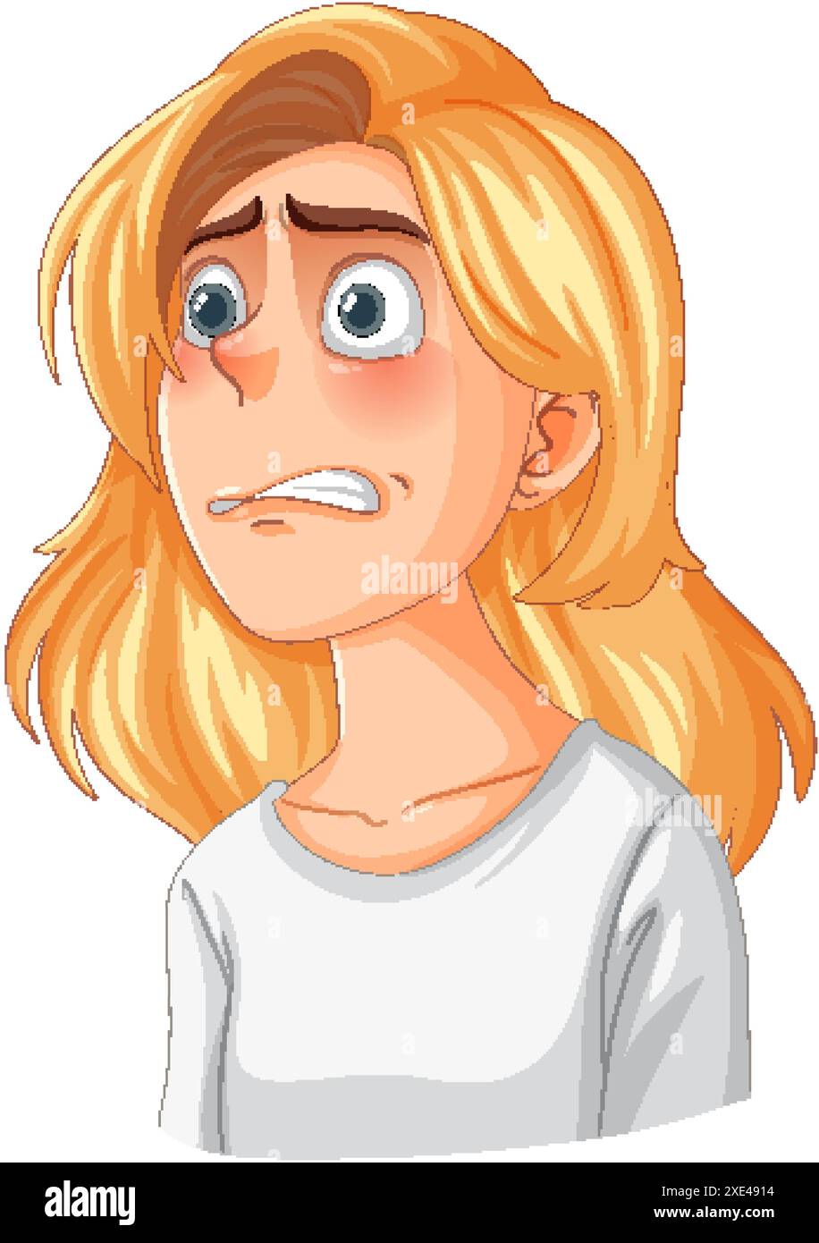 A concerned woman with wide eyes and blonde hair Stock Vector Image ...