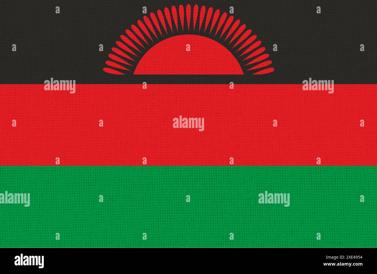 Flag of Malawi. Malawi flag on fabric surface. Fabric Texture. National ...