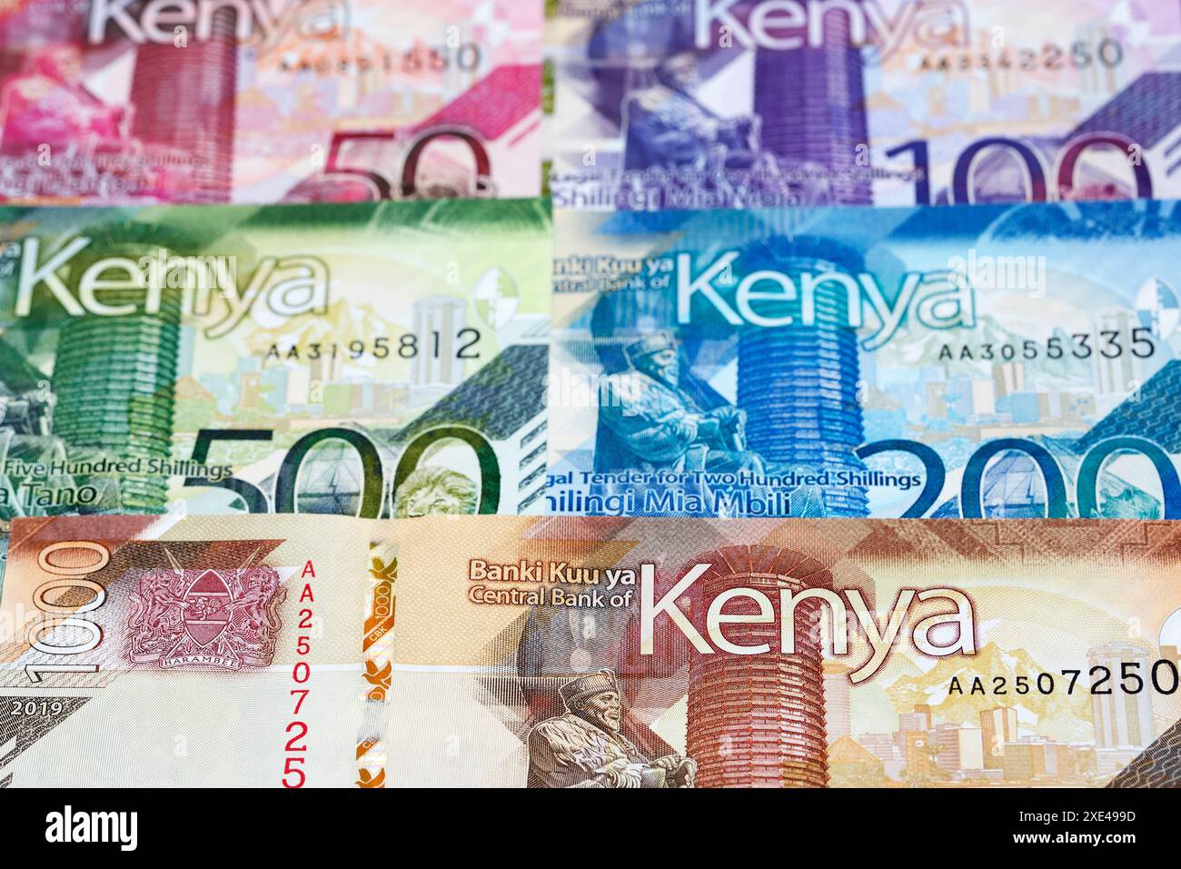 Kenyan money - shilling a business background Stock Photo - Alamy