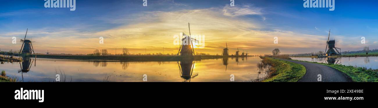 Rotterdam Netherlands, sunrise panorama nature landscape of Dutch ...