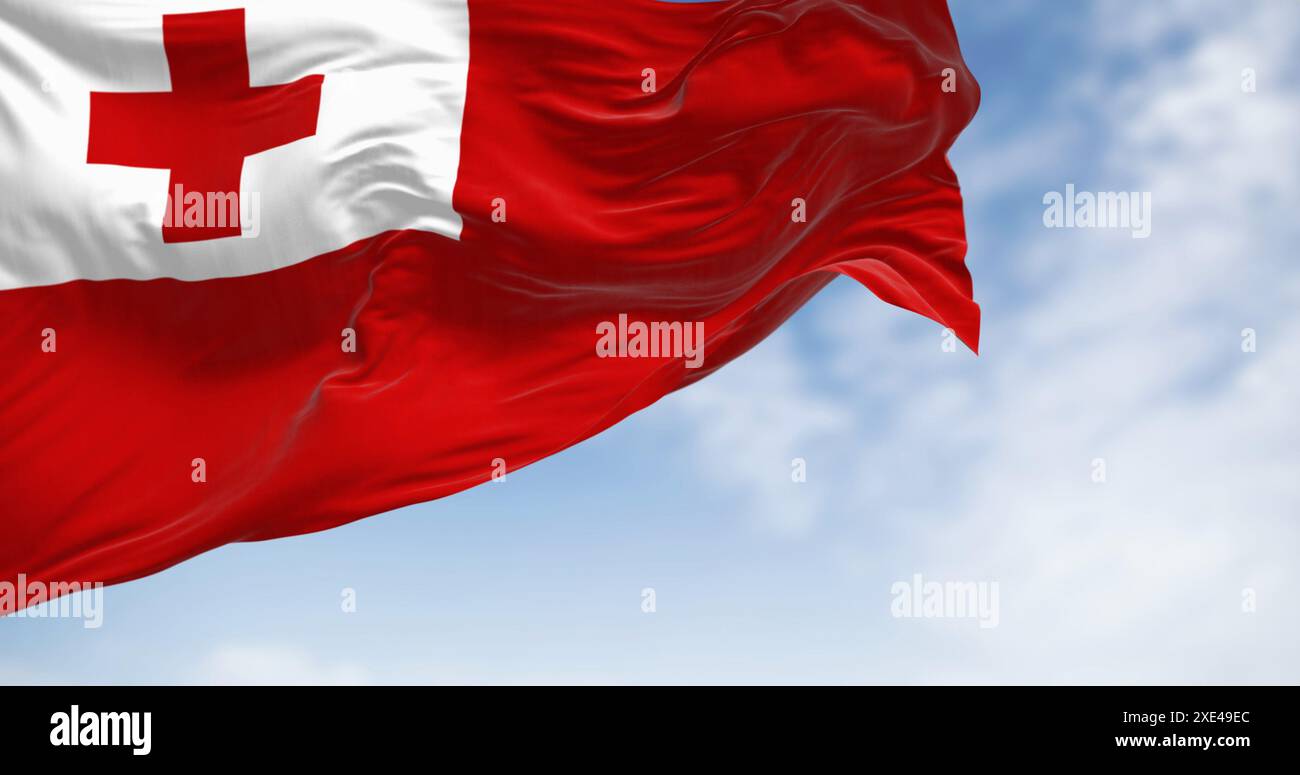 Tonga flag waving in wind hi-res stock photography and images - Alamy