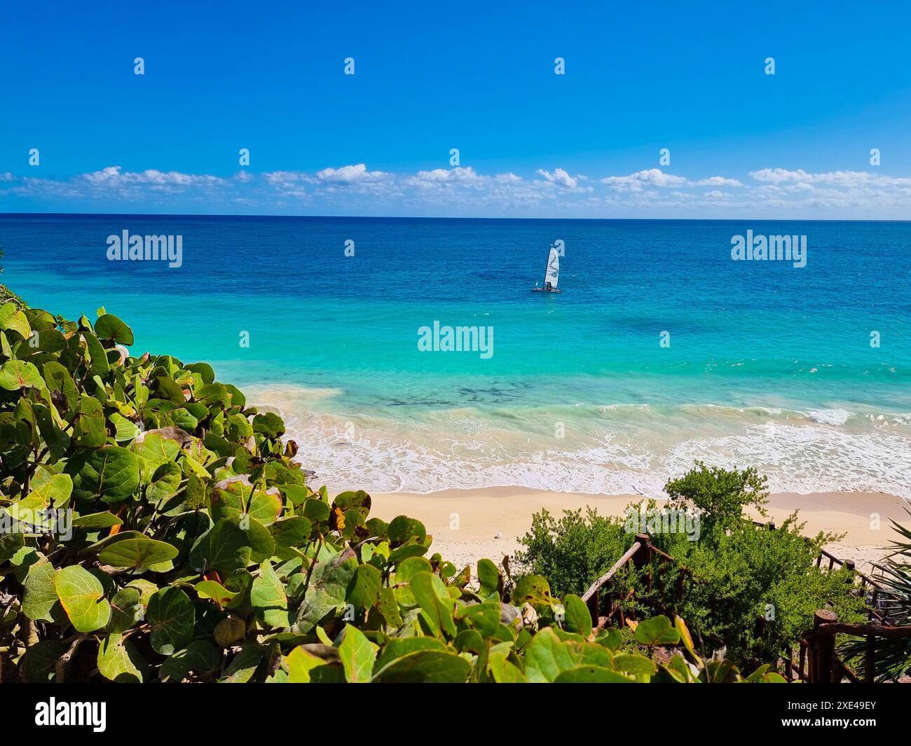 Mexico, Tulum, small catamaran sailing Stock Photo - Alamy
