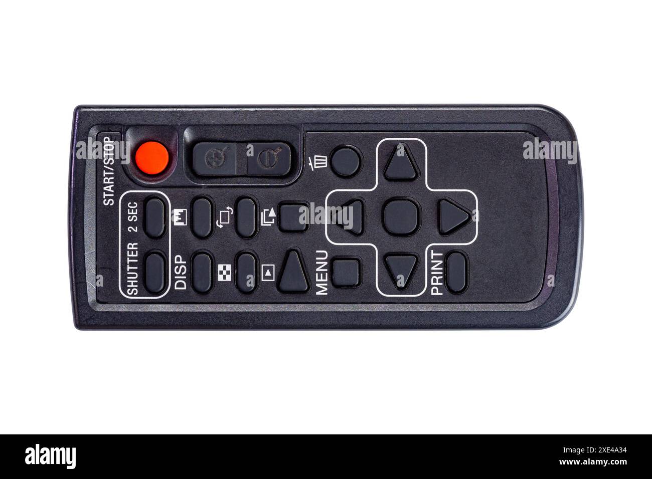 Top view, flat lay single wireless DSLR camera remote control isolated ...