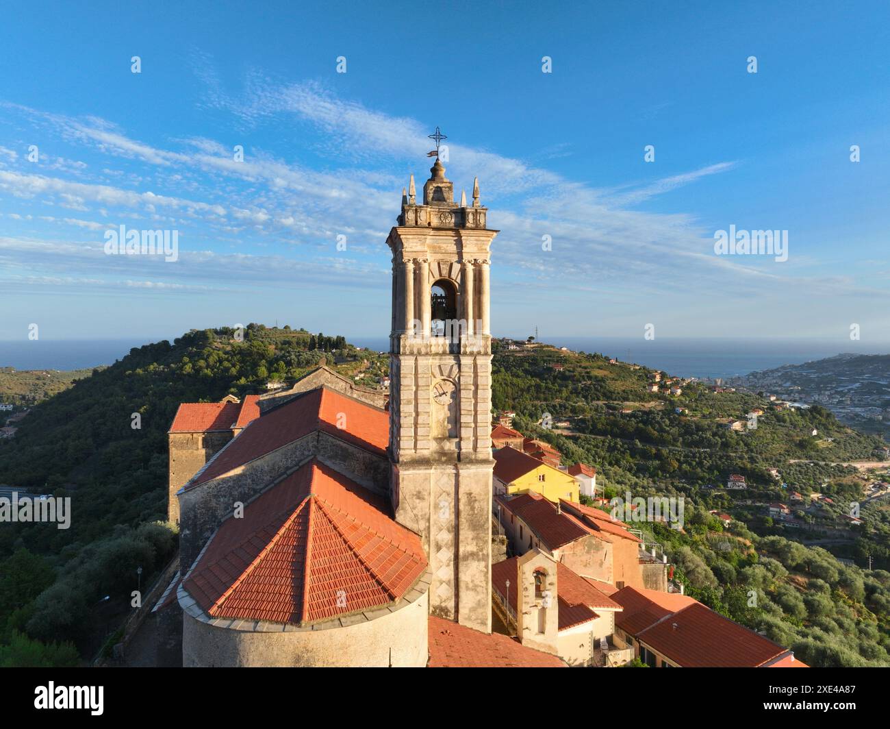 Aerial drone landscape of Colorful Cliffside Town the Seaside ...