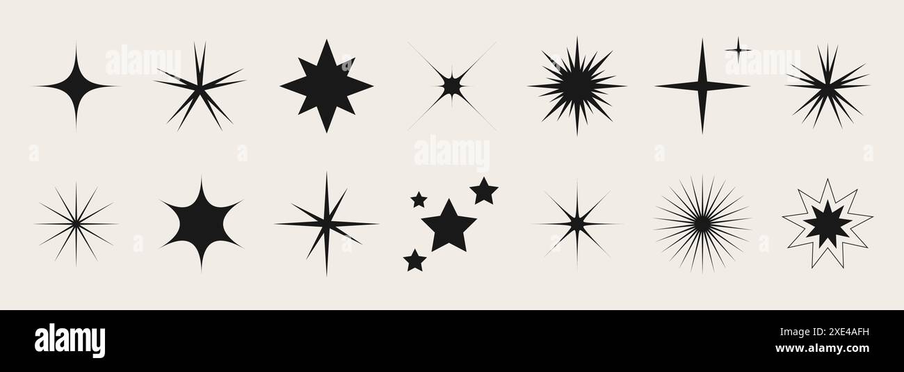 Set of blinking stars, sparks and sparkles. Shining twinkle sunburst ...