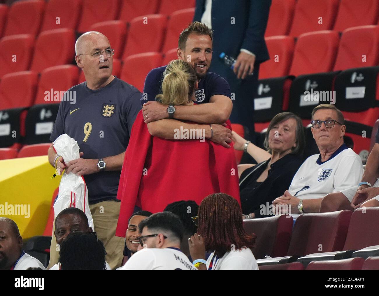 Harry Kane with his wife Katie Goodland following the UEFA Euro 2024 ...