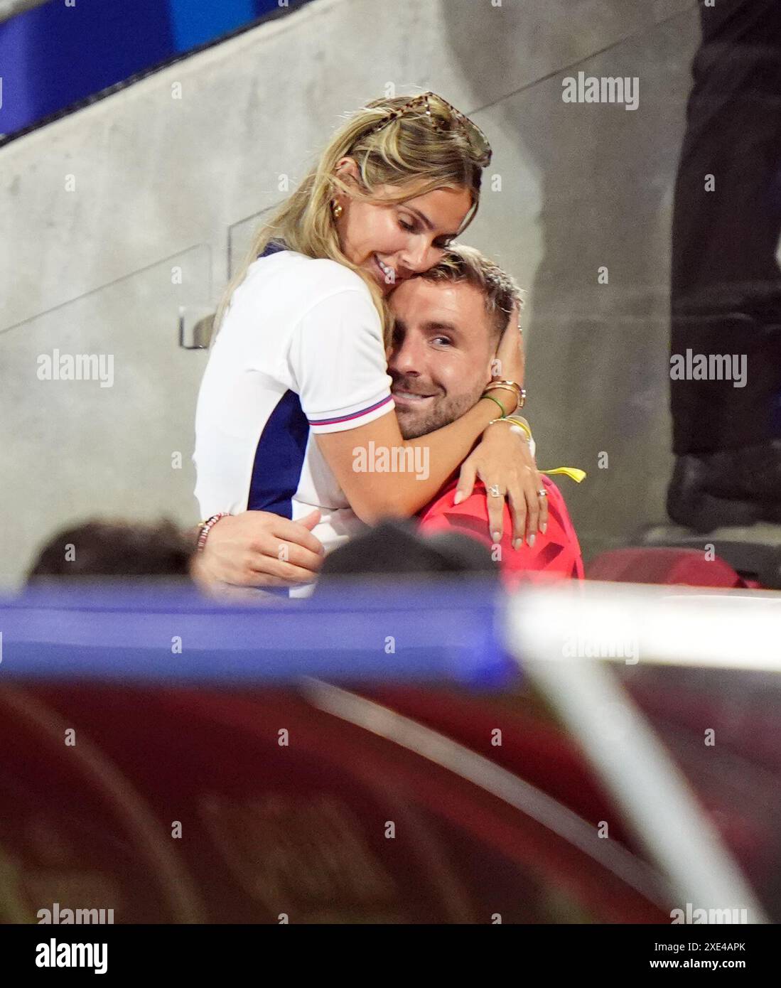 England's Luke Shaw with his partner Anouska Santos following the UEFA ...