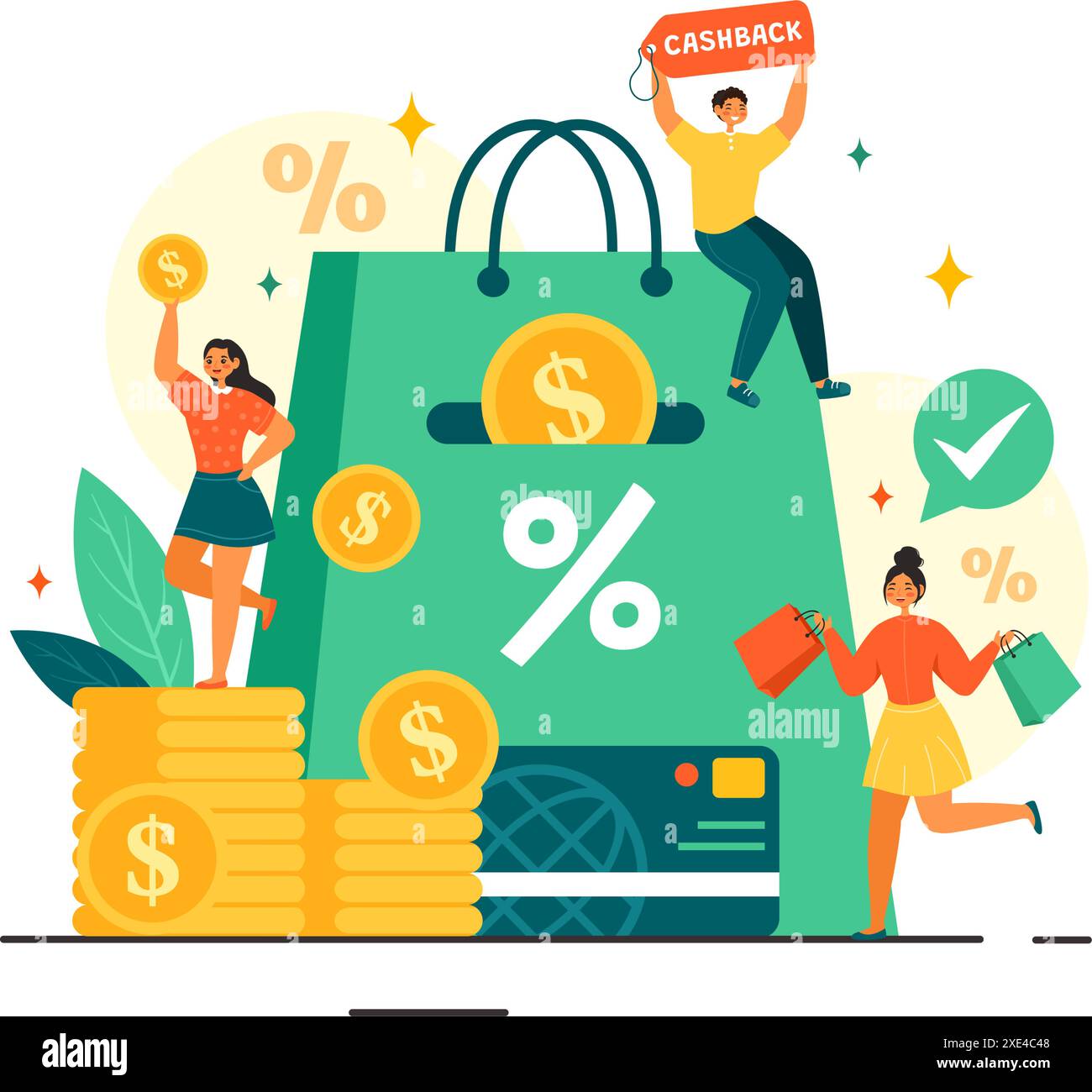 Cashback Vector Illustration with Financial Payment to Money Cashback ...