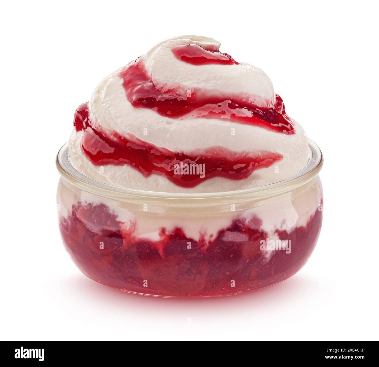 Yogurt with berry jam isolated on white background Stock Photo - Alamy