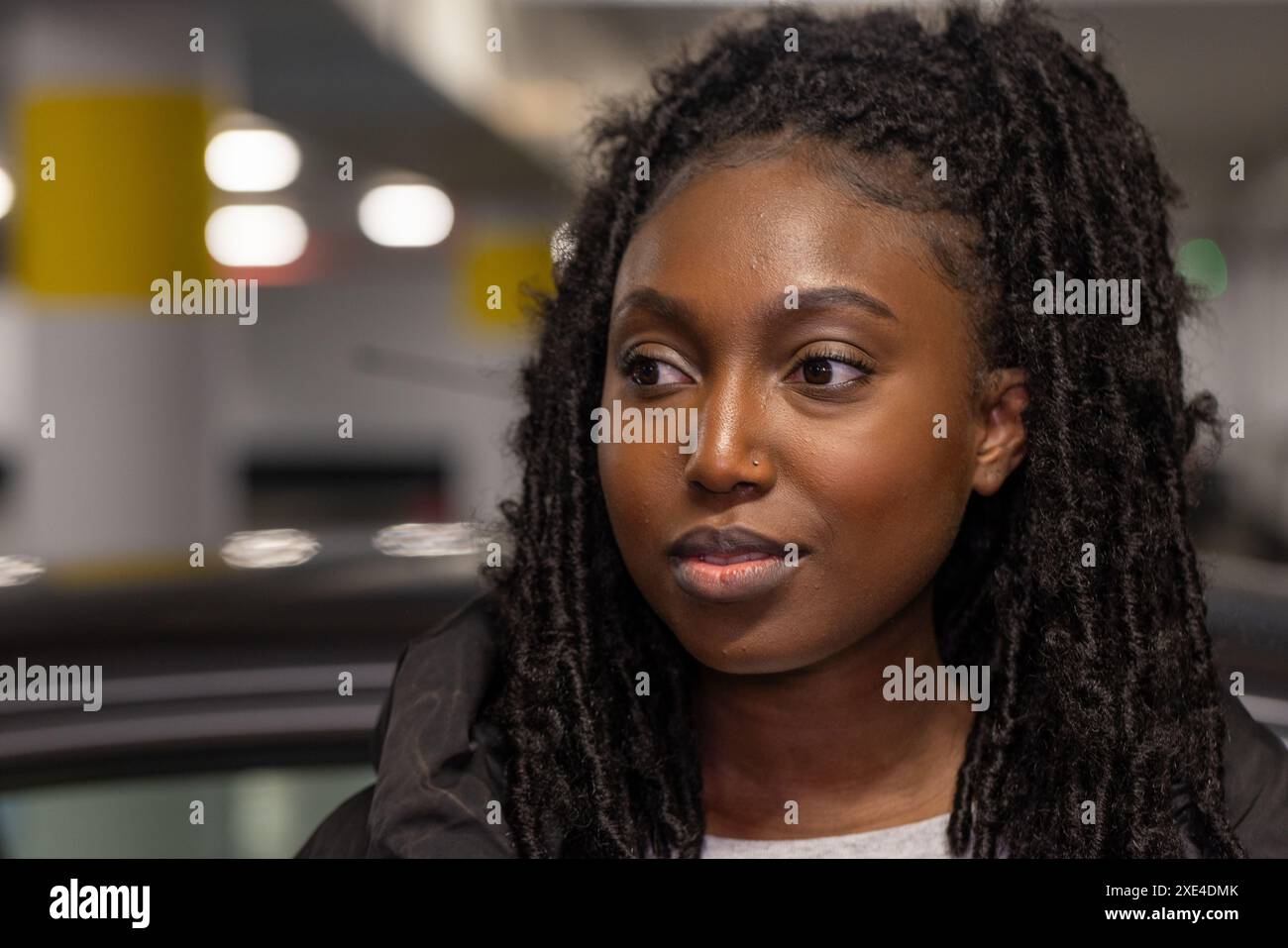 Woman with Reflective Moment Stock Photo - Alamy