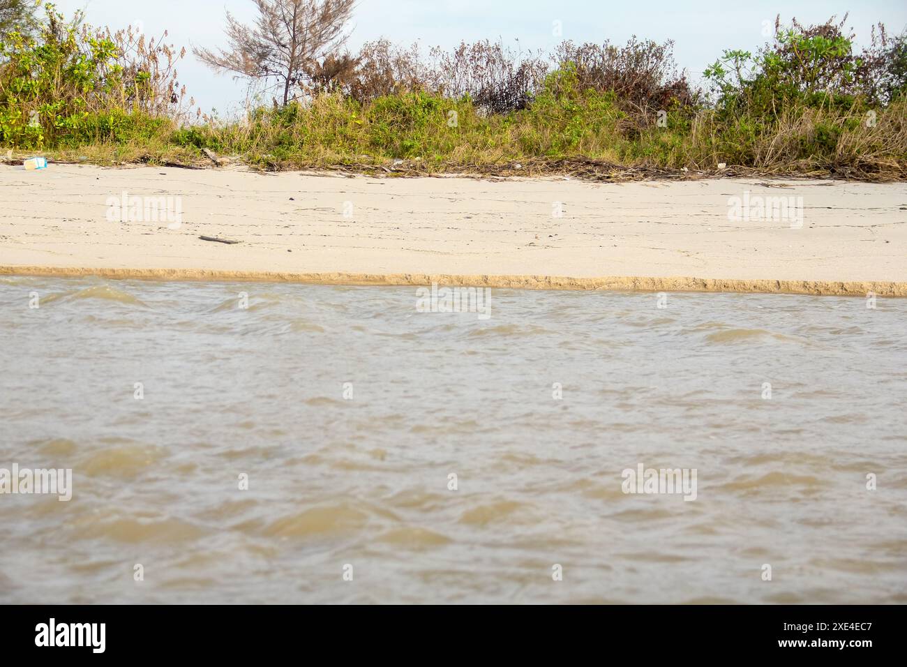River estuaries and beaches that meet each other, brackish water ...