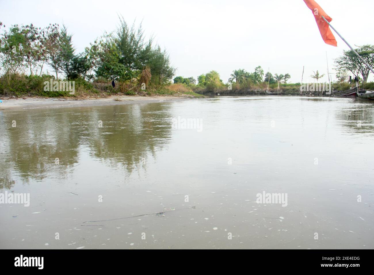 River estuaries and beaches that meet each other, brackish water ...