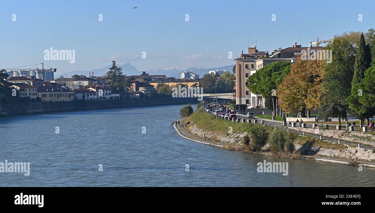 River Etsch, Adige and the Alps on the horizon Stock Photo - Alamy