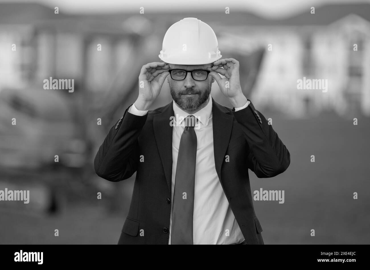 Builder engineer or civil engineer worker at a construction site ...