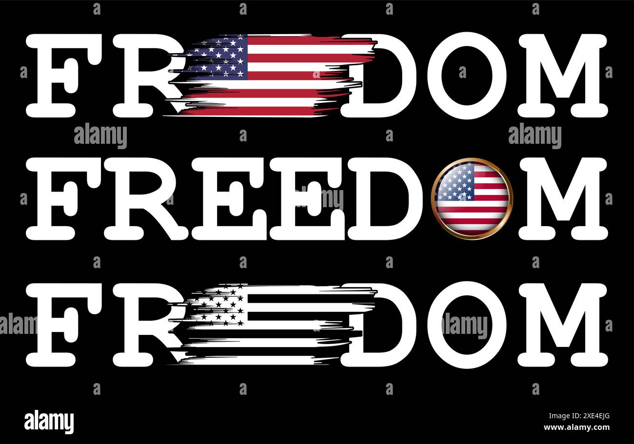 freedom text with usa flag tshirt design Stock Vector Image & Art - Alamy