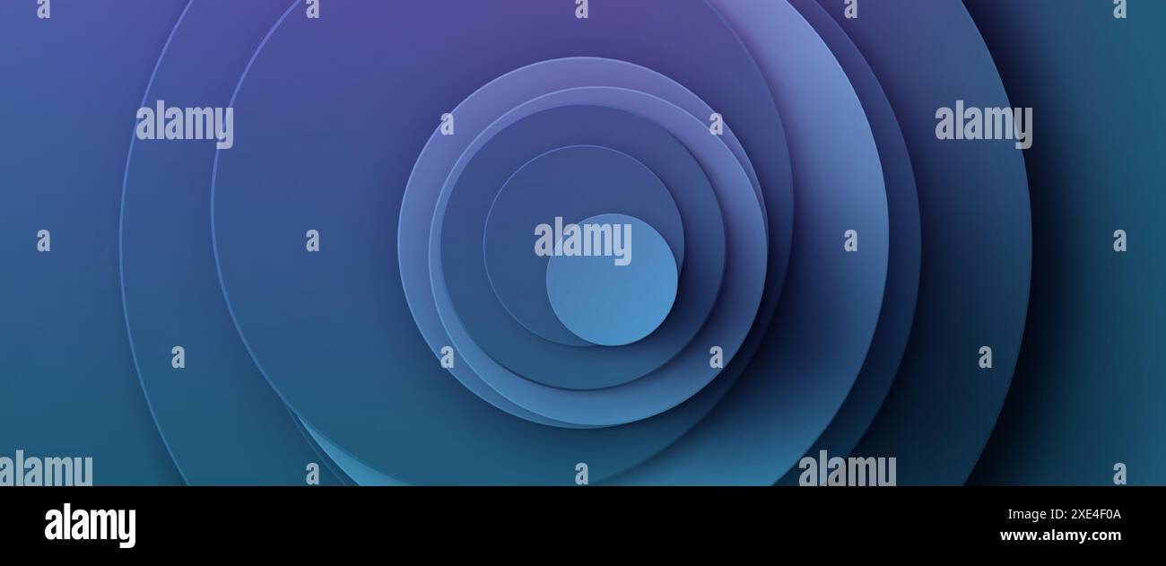 3d abstract circular paper layer texture graphic. Blue color geometry ...