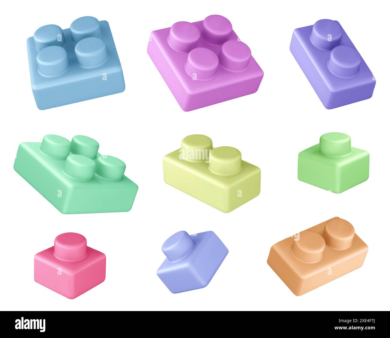 Plastic constructor bricks set isolated on white background. Vector ...
