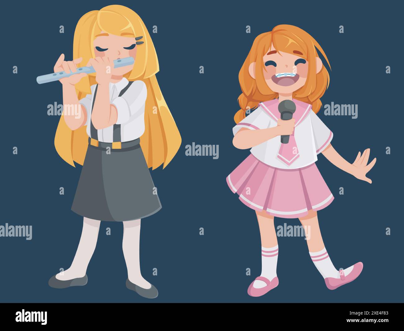 Kid musician for school band or music classes concept. Cartoon vector ...