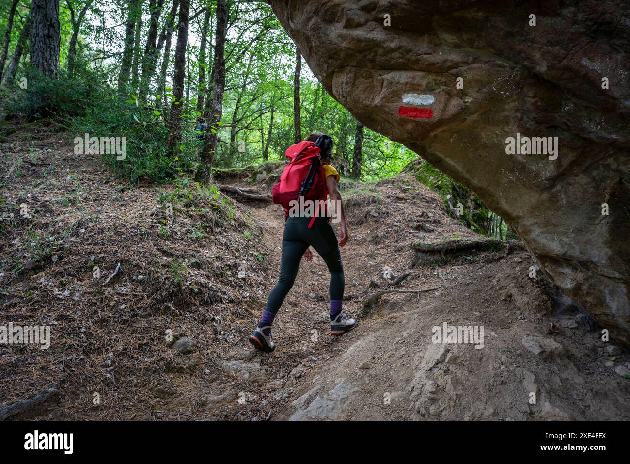 Hiker on route GR-150 Stock Photo - Alamy
