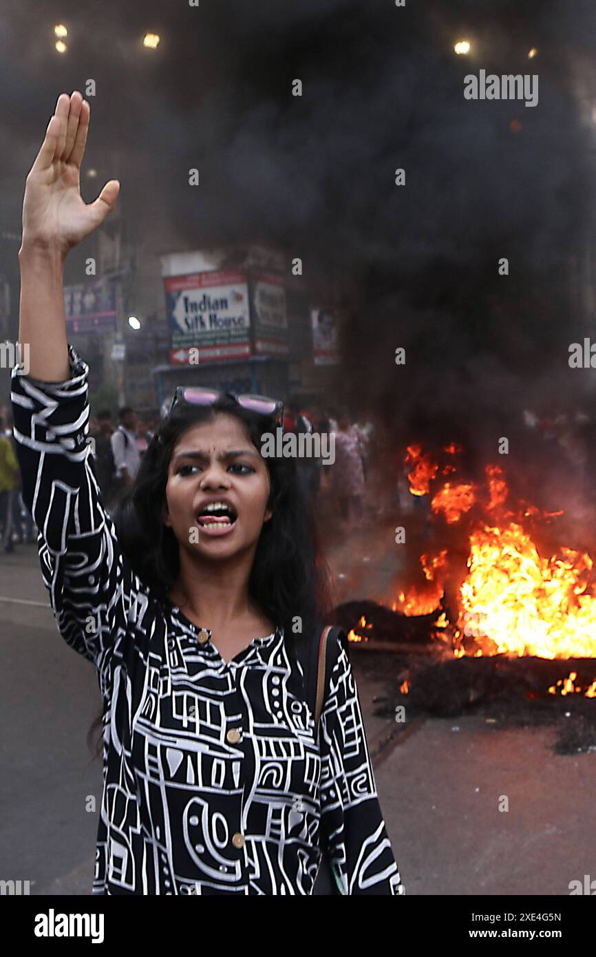 Students Protest Against Exam Scam An Activist protesting while tires ...