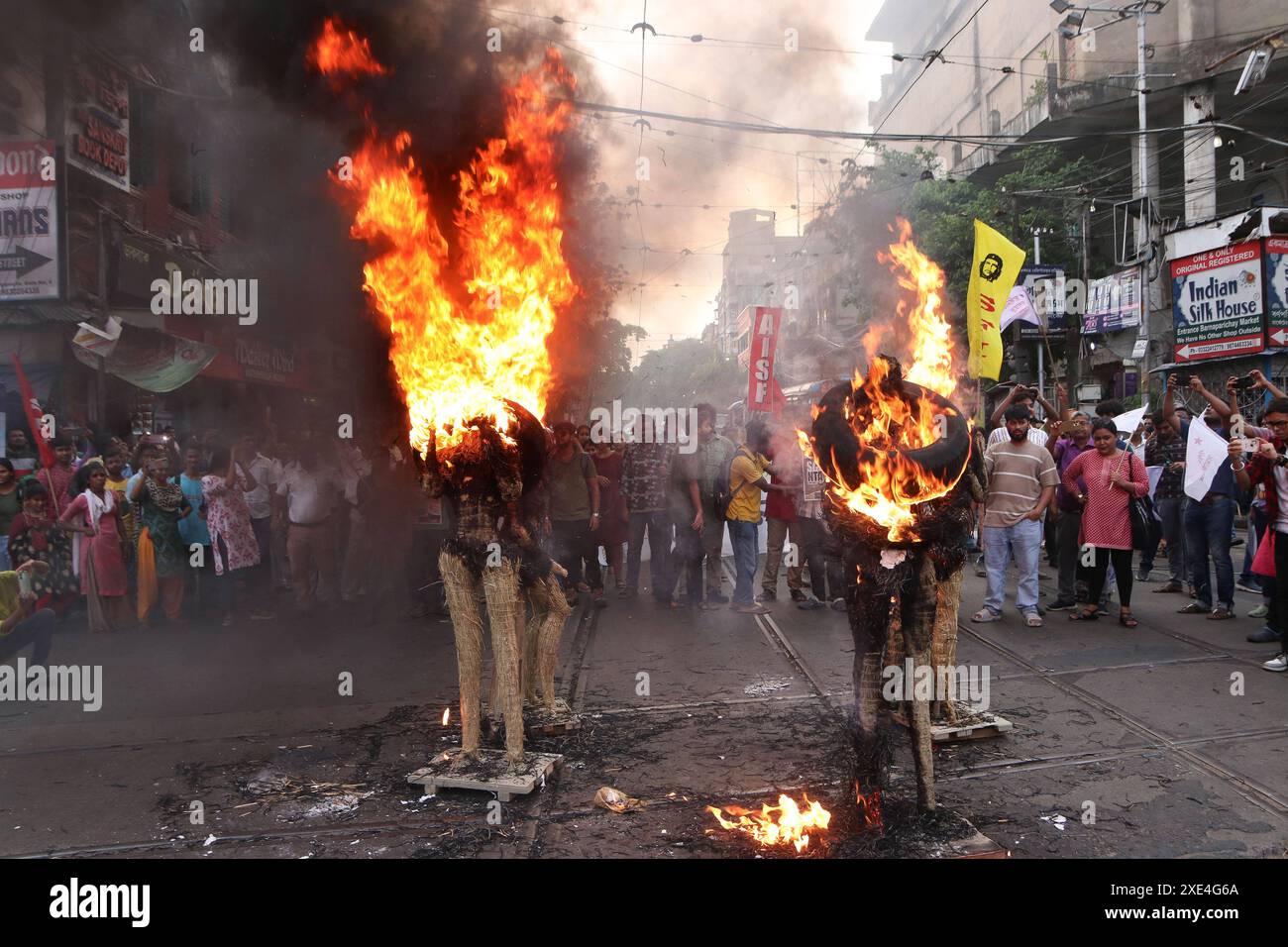 Students Protest Against Exam Scam Activists burning an effigy with the ...