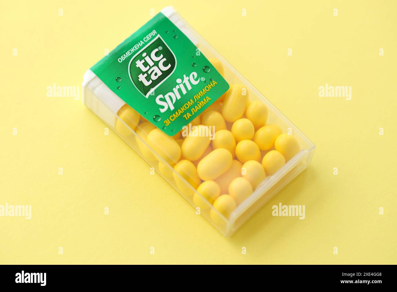 KYIV, UKRAINE - APRIL 20, 2024 Tic Tac hard mints limited series Sprite ...