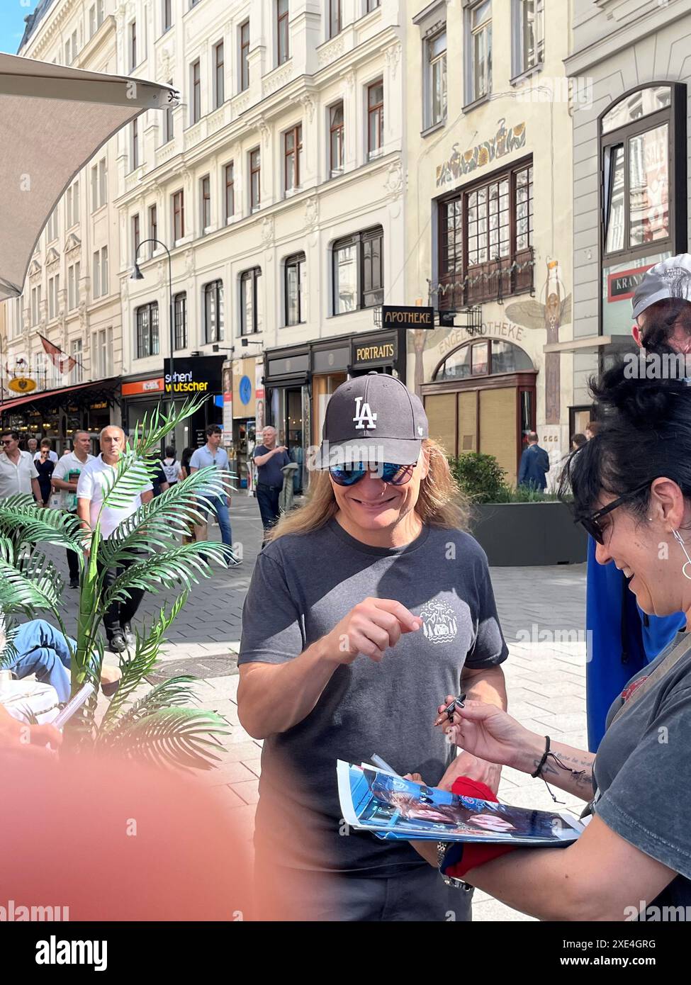 Matt LAUG with fans at the Park Hyatt Hotel, AC/DC concert in Vienna ...