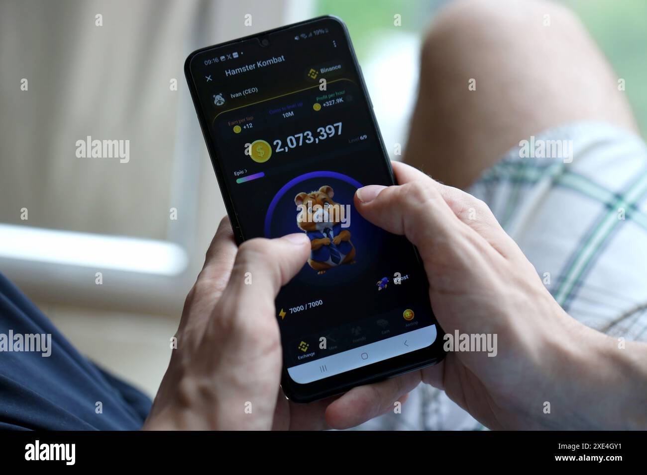 KYIV, UKRAINE - APRIL 20, 2024 Hamster Kombat telegram bot on ...