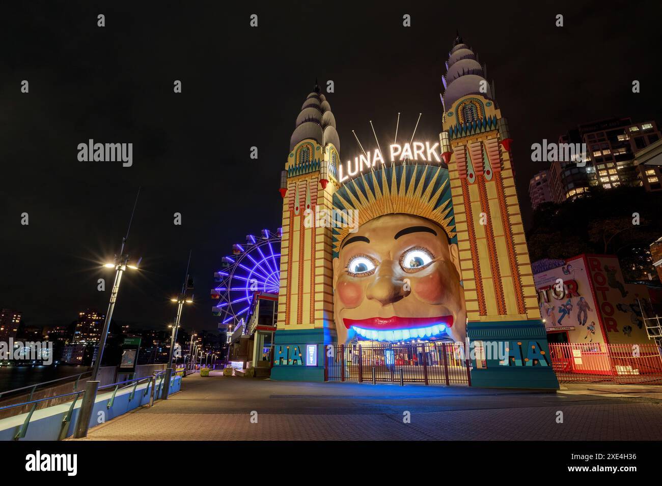 Luna Park, Sydney Australia. The amusement park's famous smiling face ...