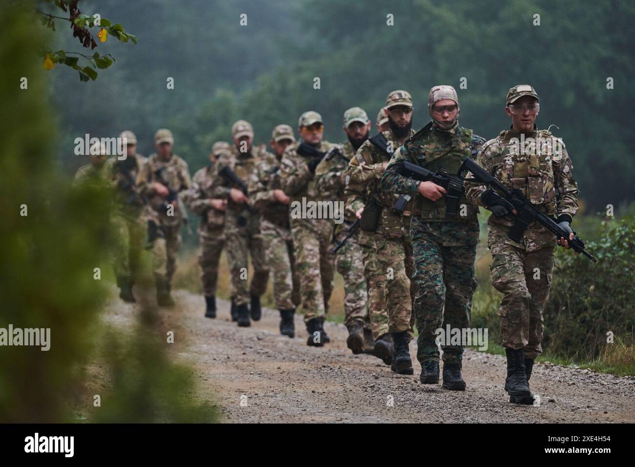 An elite military unit, led by a major, confidently parades through ...