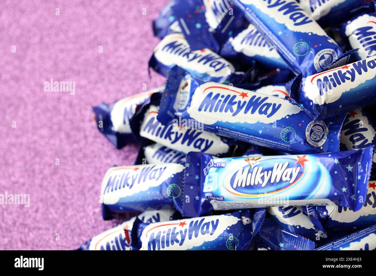 KYIV, UKRAINE - APRIL 20, 2024 Milky Way or MilkyWay small chocolate ...