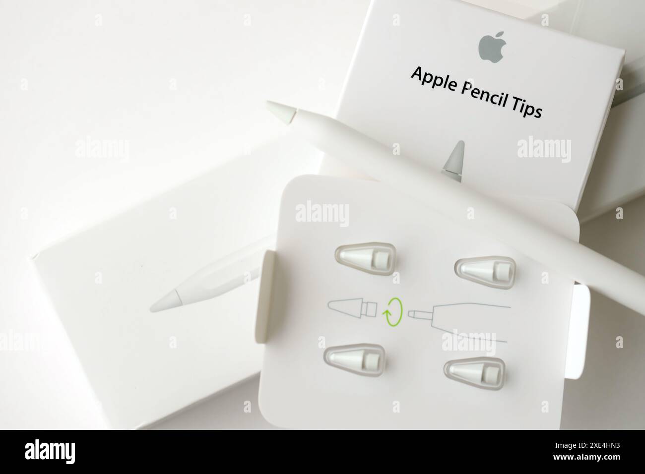 KYIV, UKRAINE - APRIL 20, 2024 Apple pencil tips for special apple ...