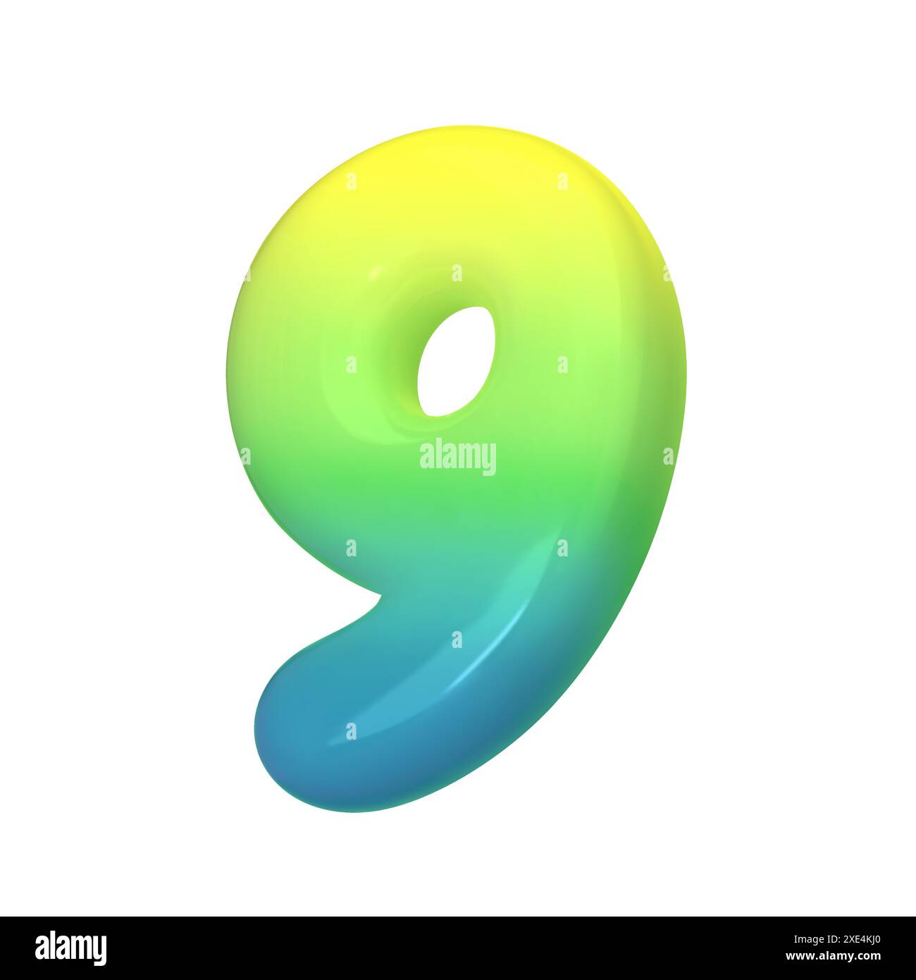 Stylish 3D number 9 with green-blue gradient. Modern, vibrant, and ...