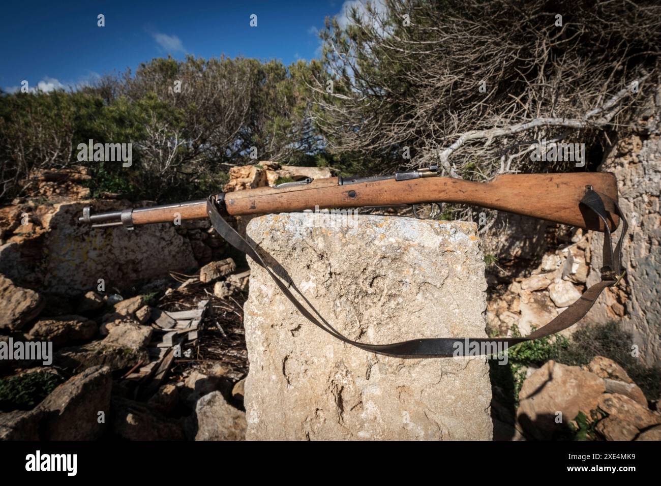 Rifle of the Spanish civil war in Ca s Amitger of Punta de Amer Stock ...
