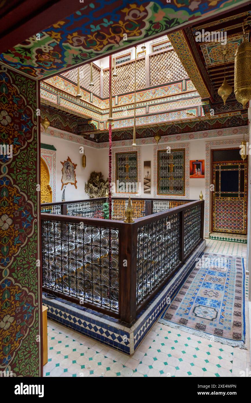 Nterior of a traditional moroccan riad Stock Photo - Alamy