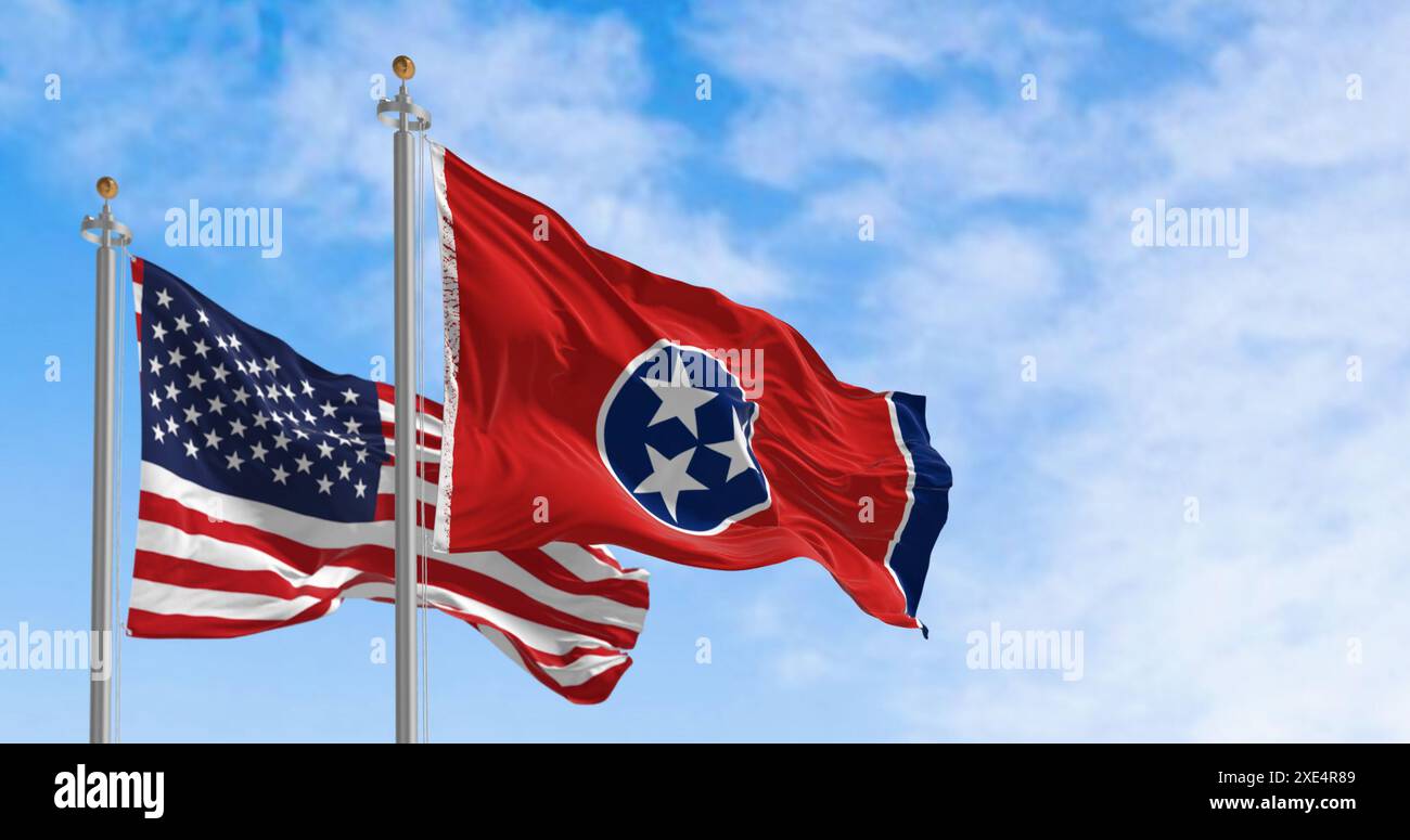 Tennessee state flag waving on a clear day Stock Photo - Alamy