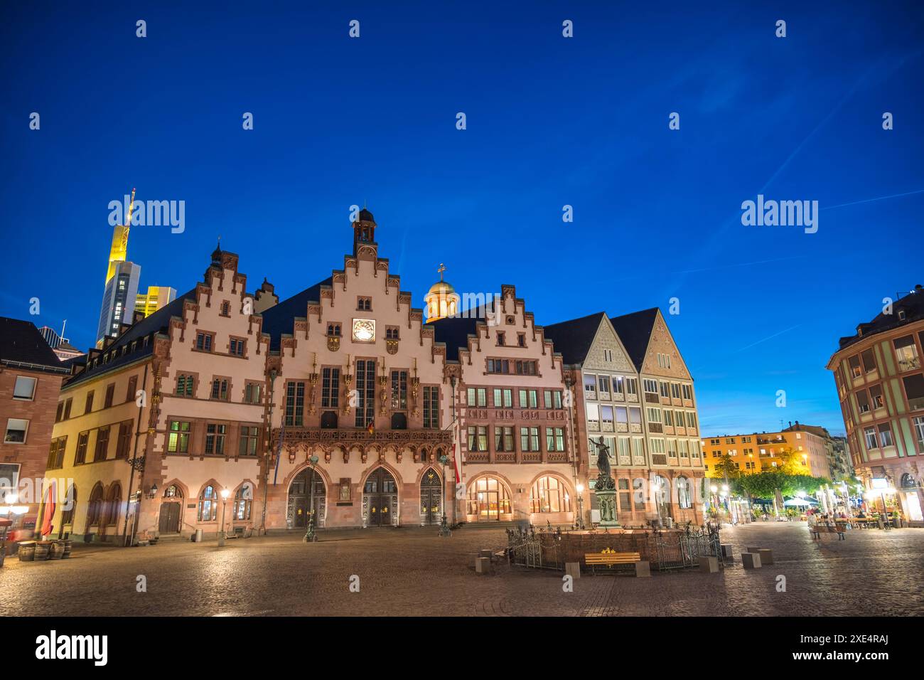 Frankfurt Germany time lapse, night city skyline at Romer old town ...