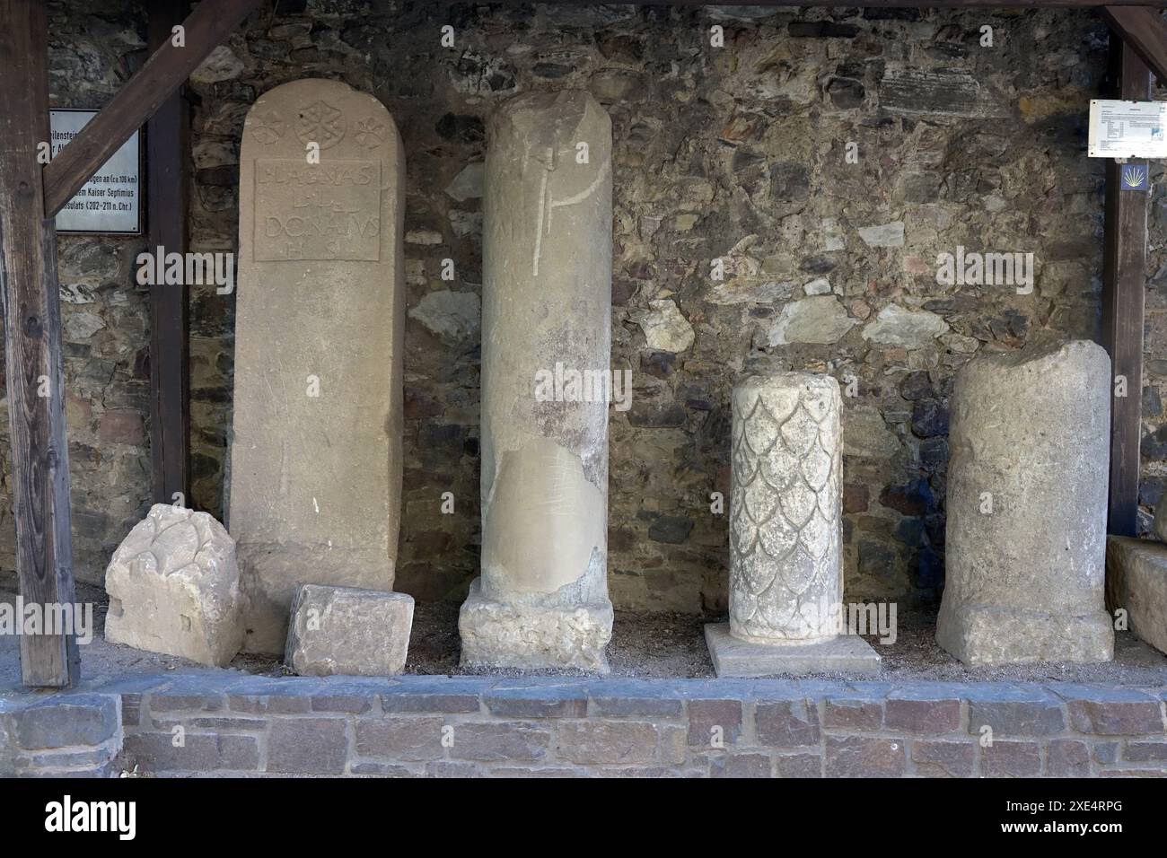 Roman milestones in Bingen Stock Photo - Alamy