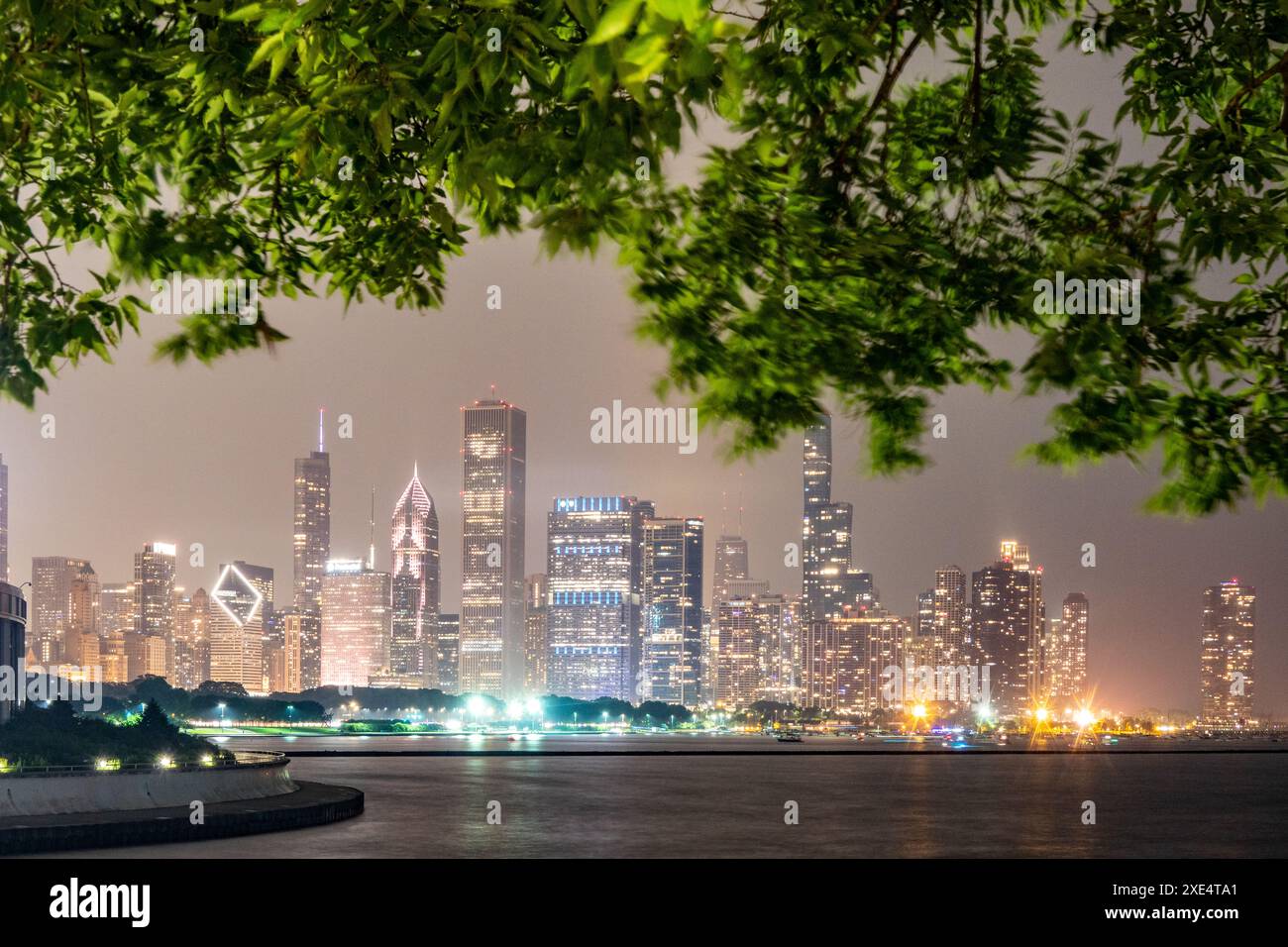 Chicago city skyline at night during summer Stock Photo - Alamy