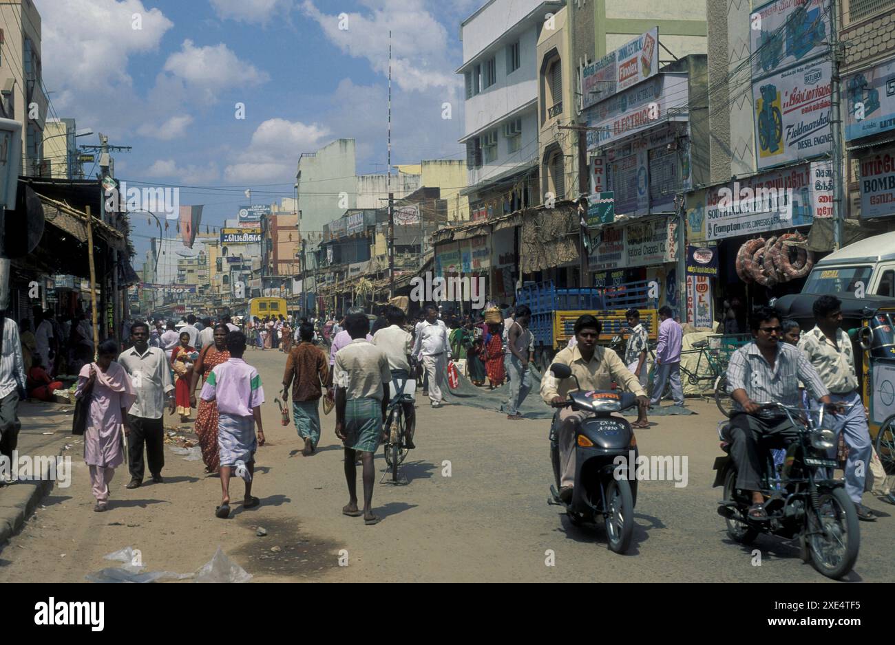 people in a street in the city of Madurai in the Province Tamil Nadu in ...