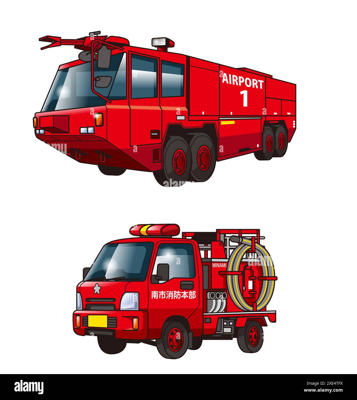 Airport fire engine and small fire engine Stock Photo - Alamy